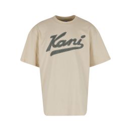 T-Shirt Karl Kani "Karl Kani Varsity Palm Print T-Shirt", Damen, Gr. L, beige, 100% Baumwolle, bedruckt, normal, Rundhals, Shirts T-Shirt