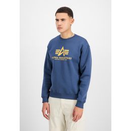 Sweater Alpha Industries "Basic Sweatshirt BL", Damen, Gr. L, blau (new navy, wheat), Obermaterial: 80% Baumwolle, 20% Polyester, regular fit, Sweatshirts Sweater