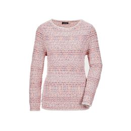 Rundhalspullover GOLDNER "Kurzgr&ouml;&szlig;e Multicolor 3D-Optik mit U-Boot-Ausschnitt", Damen, Gr. 19, pink (pink, gemustert), Obermaterial: 74% Baumwolle CO. 26% Polyester PES., normal, U-Boot-Ausschnitt, Rippe, Pullover Rundhalspullover, Multicolor-Strick
