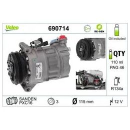 Valeo Kompressor, Klimaanlage 690714 12V f&uuml;r VOLVO ASIA (CHANGAN) 36011428 36050841
