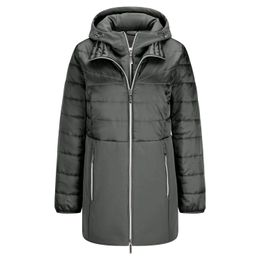Langmantel GOLDNER "Wintermantel mit Softshell-Einsatz", Damen, Gr. 54, gr&uuml;n (khaki), Obermaterial: 50% Polyamid PA. 47% Polyester PES. 3% Elasthan EL., M&auml;ntel, mit Softshell-Einsatz
