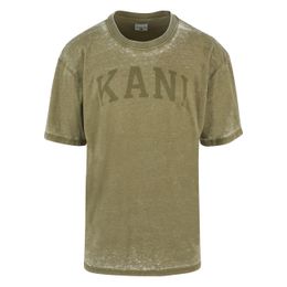 T-Shirt Karl Kani "Karl Kani Karl Kani Serif Burnout Tee", Damen, Gr. XL, olive, 60% Polyester, 40% Baumwolle, bedruckt, loose fit, Rundhals, Shirts T-Shirt