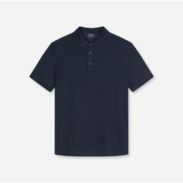 Poloshirt OLYMP, Herren, Gr. 3XL, marine, Web, Obermaterial: 95% Leinen, 5% Elasthan, unifarben, regular fit h&uuml;ftbedeckend, Rundhals, abgesteppte Kante, Shirts, aus hochwertigem Leinen, unifarben