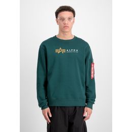 Sweater Alpha Industries "Alpha Label Sweatshirt", Herren, Gr. L, gr&uuml;n (force gr&uuml;n), Obermaterial: 80% Baumwolle, 20% Polyester, regular fit, Sweatshirts Sweater