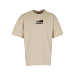 T-Shirt Karl Kani "Karl Kani Kani Studios Print T-Shirt", Damen, Gr. M, beige, 100% Baumwolle, bedruckt, normal, Rundhals, Shirts T-Shirt
