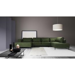 Wohnlandschaft Trendmanufaktur "Luzi, gem&uuml;tliches Sofa, extra viel Platz, viele Kissen", gr&uuml;n (rain forest), B:361cm H:80cm T:203cm, 100% Polyester, Sofas, Wohnlandschaft, Designsofa mit tollem Sitzkomfort, Metallf&uuml;&szlig;e schwarz, Breite 361 cm
