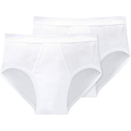 Slip Schiesser "Essentials", Herren, Gr. 9, wei&szlig; (100, wei&szlig;), Doppelripp, Obermaterial: 100% Baumwolle, unifarben, eng, Unterhosen Slip, mit komfortablem Softbund