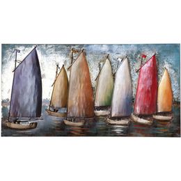 Metallbild CASABLANCA BY GILDE "Bild Sailing Regatta", farbe bild(er): blau, mehrfarbig, B:120cm H:60cm T:5cm, Metall, Bilder