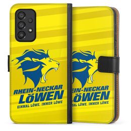 DeinDesign Galaxy A33 5G Handy Klapph&uuml;lle Handyh&uuml;lle aus Kunst Leder schwarz Flip Case Rhein-Neckar-L&ouml;wen Official Licensed Product Rnl Sideflip mit langer 
