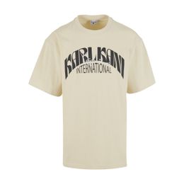 T-Shirt Karl Kani "Karl Kani Signature International T-Shirt", Damen, Gr. M, beige, 100% Baumwolle, bedruckt, oversize, Rundhals, Shirts T-Shirt