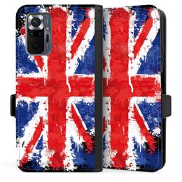 DeinDesign Xiaomi Redmi Note 10 Pro Handy Klapph&uuml;lle Handyh&uuml;lle aus Kunst Leder schwarz Flip Case Union Jack England Flag Sideflip mit langer Lasche