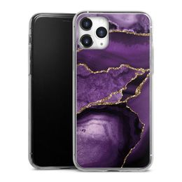 DeinDesign iPhone 11 Pro Handy Slim Case Silikon Handyh&uuml;lle transparent H&uuml;lle extra d&uuml;nn Pink Marble Glitzer Silikon Slim Case