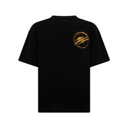T-Shirt Plein Sport "Round Neck T-Shirt Chrome Scratch Edition", Damen, Gr. L, 0294, schwarz, lightgold, Obermaterial: 100% Baumwolle, Shirts T-Shirt