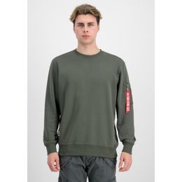 Sweater Alpha Industries "USN Blood Chit Sweatshirt", Herren, Gr. S, gr&uuml;n (schwarz olive), Obermaterial: 80% Baumwolle, 20% Polyester, regular fit, Sweatshirts Sweater