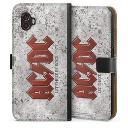 DeinDesign Galaxy XCover 6 Pro Handy Klapph&uuml;lle Handyh&uuml;lle aus Kunst Leder schwarz Flip Case Merchandise Acdc Logo Sideflip mit langer Lasche