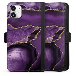 DeinDesign iPhone 11 Handy Klapph&uuml;lle Handyh&uuml;lle aus Kunst Leder schwarz Flip Case Pink Glitzer Marble Sideflip mit Lasche