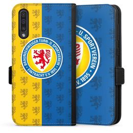 DeinDesign Galaxy A50 Handy Klapph&uuml;lle Handyh&uuml;lle aus Kunst Leder schwarz Flip Case Logo Eintracht Braunschweig Official Licensed Product Sideflip mit Lasche