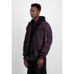 Bomberjacke Alpha Industries "MA-1 D-Tec Sleeve Embroidery", Herren, Gr. L, lila (plum), Obermaterial: 100% Nylon, Futter: 100% Nylon, Kapuze: 75% Baumwolle, 25% Polyester, F&uuml;llung: 100% Polyester, Jacken Bomberjacke