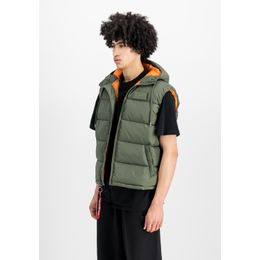 Wendejacke Alpha Industries "Hooded Puffer Vest FD", Herren, Gr. S, gr&uuml;n (sage, gr&uuml;n), Obermaterial: 100% Polyester; Futter: 100% Polyester; F&uuml;llung: 100% Polyester, Jacken