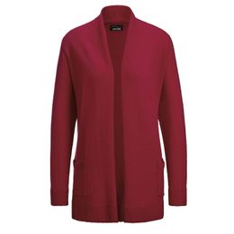 Strickjacke GOLDNER "Kurzgr&ouml;&szlig;e Langarm Cardigan aus Merino", Damen, Gr. 21, rot, Obermaterial: 100% Schurwolle WV., figurumspielend, weit Rippe, Strickjacken Strickjacke, Schalkragen
