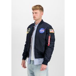 Bomberjacke Alpha Industries "MA-1 VF Vintage Fit NASA", Herren, Gr. L, blau (rep.blau), Obermaterial: 100% Nylon; Futter: 100% Nylon; F&uuml;llung: 100% Polyester, Jacken Bomberjacke
