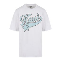 T-Shirt Karl Kani "Karl Kani Karl Kani Kani Star Logo Tee", Damen, Gr. L, wei&szlig;, light blau, 100% Baumwolle, bedruckt, loose fit, Rundhals, Shirts T-Shirt