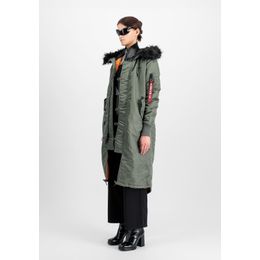 Winterjacke Alpha Industries "Long Fishtail W", Damen, Gr. XS, gr&uuml;n (vintage gr&uuml;n), Obermaterial: 100% Nylon; Futter: 100% Nylon; F&uuml;llung: 100% Polyester, Jacken Winterjacke