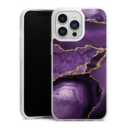 DeinDesign iPhone 13 Pro Handy Silikon H&uuml;lle Case wei&szlig; Handyh&uuml;lle Pink Glitzer Marble Silikon Case