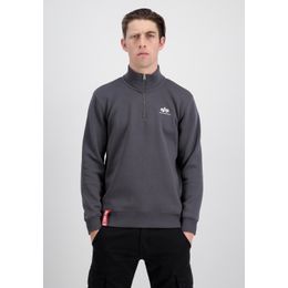 Sweater Alpha Industries "Half Zip Sweatshirt SL", Herren, Gr. S, grau (vintage grau), Obermaterial: 80% Baumwolle, 20% Polyester, regular fit, Sweatshirts Sweater