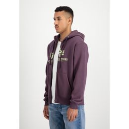Hoodie Alpha Industries "Basic Zip Hoodie BL", Herren, Gr. M, lila (plum), Obermaterial: 80% Baumwolle, 20% Polyester, regular fit, Sweatshirts Hoodie