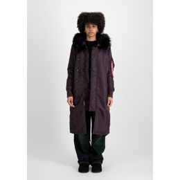 Winterjacke Alpha Industries "Long Fishtail W", Damen, Gr. XS, lila (plum), Obermaterial: 100% Nylon; Futter: 100% Nylon; F&uuml;llung: 100% Polyester, Jacken Winterjacke