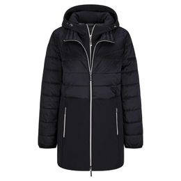 Langmantel GOLDNER "Kurzgr&ouml;&szlig;e Wintermantel mit Softshell-Einsatz", Damen, Gr. 21, schwarz, Obermaterial: 50% Polyamid PA. 47% Polyester PES. 3% Elasthan EL., M&auml;ntel, mit Softshell-Einsatz