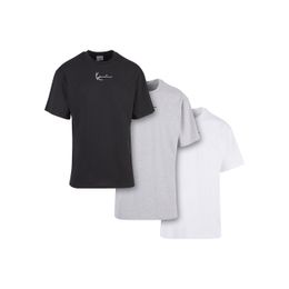 T-Shirt Karl Kani "Karl Kani Herren KM222-102-1 KK 3-Pack Essential Tee", Damen, Gr. L, schwarz, wei&szlig;, ash grau, 100% Baumwolle, bedruckt, normal, Rundhals, Shirts T-Shirt