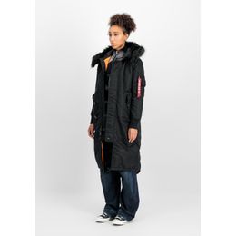 Winterjacke Alpha Industries "Long Fishtail W", Damen, Gr. M, schwarz, Obermaterial: 100% Nylon; Futter: 100% Nylon; F&uuml;llung: 100% Polyester, Jacken Winterjacke
