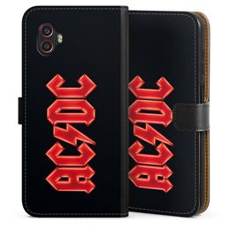 DeinDesign Galaxy XCover 6 Pro Handy Klapph&uuml;lle Handyh&uuml;lle aus Kunst Leder schwarz Flip Case Official Licensed Product Acdc Logo Sideflip mit langer Lasche