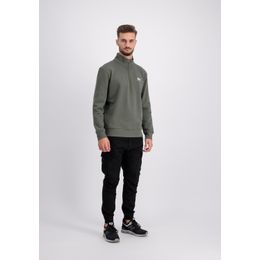 Sweater Alpha Industries "Half Zip Sweatshirt SL", Herren, Gr. M, gr&uuml;n (schwarz olive), Obermaterial: 80% Baumwolle, 20% Polyester, regular fit, Sweatshirts Sweater