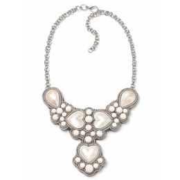 Statementkette "Karlotta", Damen, Gr. onesize, Glas, wei&szlig;, Collezione Alessandro, Basic, Halsketten Statementkette, mit unterschiedlichen Glasperlen