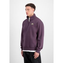 Sweater Alpha Industries "Half Zip Sweatshirt SL", Herren, Gr. M, lila (plum), Obermaterial: 80% Baumwolle, 20% Polyester, regular fit, Sweatshirts Sweater