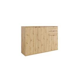 Kommode Home Affaire "THALIANA Sideboard mit 3 T&uuml;ren und 2 Schubladen, Breite 120 cm", eiche, B:120cm H:83,5cm T:35cm, FSC-zertifizierter Holzwerkstoff, Spanplatte, Sideboards, Kommode, Schrank in 3 Farben erh&auml;ltlich, schwarze Metallgriffe, viel Stauraum
