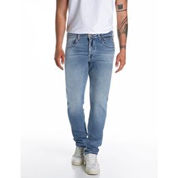 Straight-Jeans Replay "GROVER", Herren, Gr. 36, L&auml;nge 34, blau (medium blau 812), Denim/Jeans, Obermaterial: 99% Baumwolle, 1% Elasthan, straight fit lang, Jeans Straight-Jeans, in vielen verschiedenen Waschungen, mit Stretch
