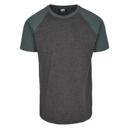 T-Shirt Urban Classics "Urban Classics Herren Raglan Contrast Tee", Damen, Gr. M, charcoal, bottlegr&uuml;n, 100% Baumwolle, mehrfarbig, normal, Rundhals, Shirts T-Shirt