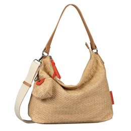 Hobo Tom Tailor "Vanya", Herren, Gr. B/H/T: 33cm x 30cm x 10cm, beige kombiniert, Bast, clean, gepflegt, unifarben, Taschen Hobo, Damen Umh&auml;ngetasche, Schultertasche Colour-Pop & Mini-Bag