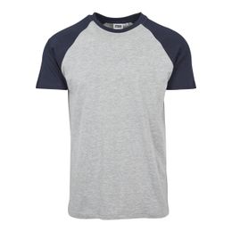 T-Shirt Urban Classics "Urban Classics Herren Raglan Contrast Tee", Damen, Gr. S, grau, navy, 100% Baumwolle, mehrfarbig, normal, Rundhals, Shirts T-Shirt