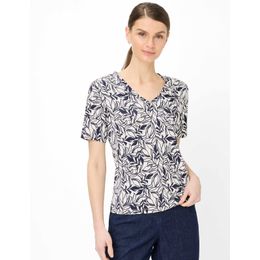Kurzarmshirt Brax "Style CARINA S", Damen, Gr. 34, navy, 47% Baumwolle, 47% Modal, 6% Elasthan, V-Ausschnitt, Shirts
