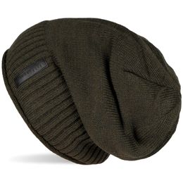 Strickm&uuml;tze styleBREAKER "Feinstrick Beanie mit Teddyfleece", Damen, gr&uuml;n (tannengr&uuml;n), 100% Viskose CV., Modisch, M&uuml;tzen Strickm&uuml;tze