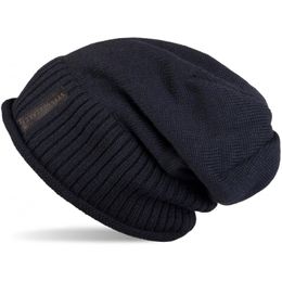 Strickm&uuml;tze styleBREAKER "Feinstrick Beanie mit Teddyfleece", Damen, blau (midnight, blau), 100% Viskose CV., Modisch, M&uuml;tzen Strickm&uuml;tze