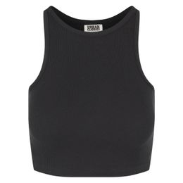 Tanktop Urban Classics "Urban Classics Damen Ladies Organic Cropped Rib Top", Damen, Gr. L, schwarz, 95% Baumwolle, 5% Elasthan, unifarben, normal, Tops Tanktop