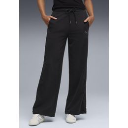 Trainingshose Puma "HER COMFORT HIGH-WAIST WIDE LEG PANTS TR", Herren, Gr. XS, N-Gr, Puma schwarz, Sweatware, Obermaterial: 68% Baumwolle, 32% Polyester, unifarben, comfort fit normal, Hosen Trainingshose, hoher Bund, weites Bein, mit Eingrifftaschen, sportlicher Stil