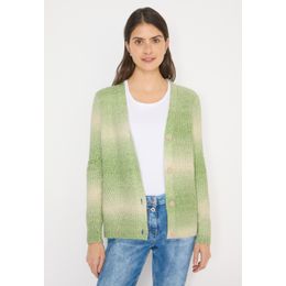 Cardigan Cecil, Damen, Gr. L (42), bamboo gr&uuml;n melange, Web, 58% Baumwolle, 34% Polyacryl, 8% Polyester, gemustert, normal normal, V-Ausschnitt, Rippb&uuml;ndchen, Strickjacken, mit Knopfleiste