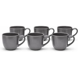 Tasse Van Well "Kaffee-Obertasse 200 ml Malm&ouml;, 6 St&uuml;ck", anthrazit, B:11,5cm H:7cm &Oslash;:8,5cm, Steingut, Trinkgef&auml;&szlig;e, Tasse, sp&uuml;lmaschinen- und mikrowellengeeignet